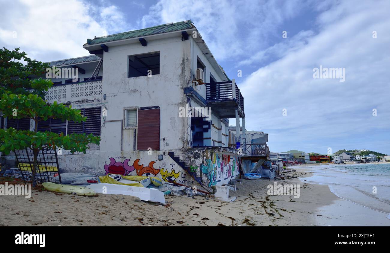 Orient Bay, St Maarten - 2nd February 2024:Hurricane damaged hotel on ...