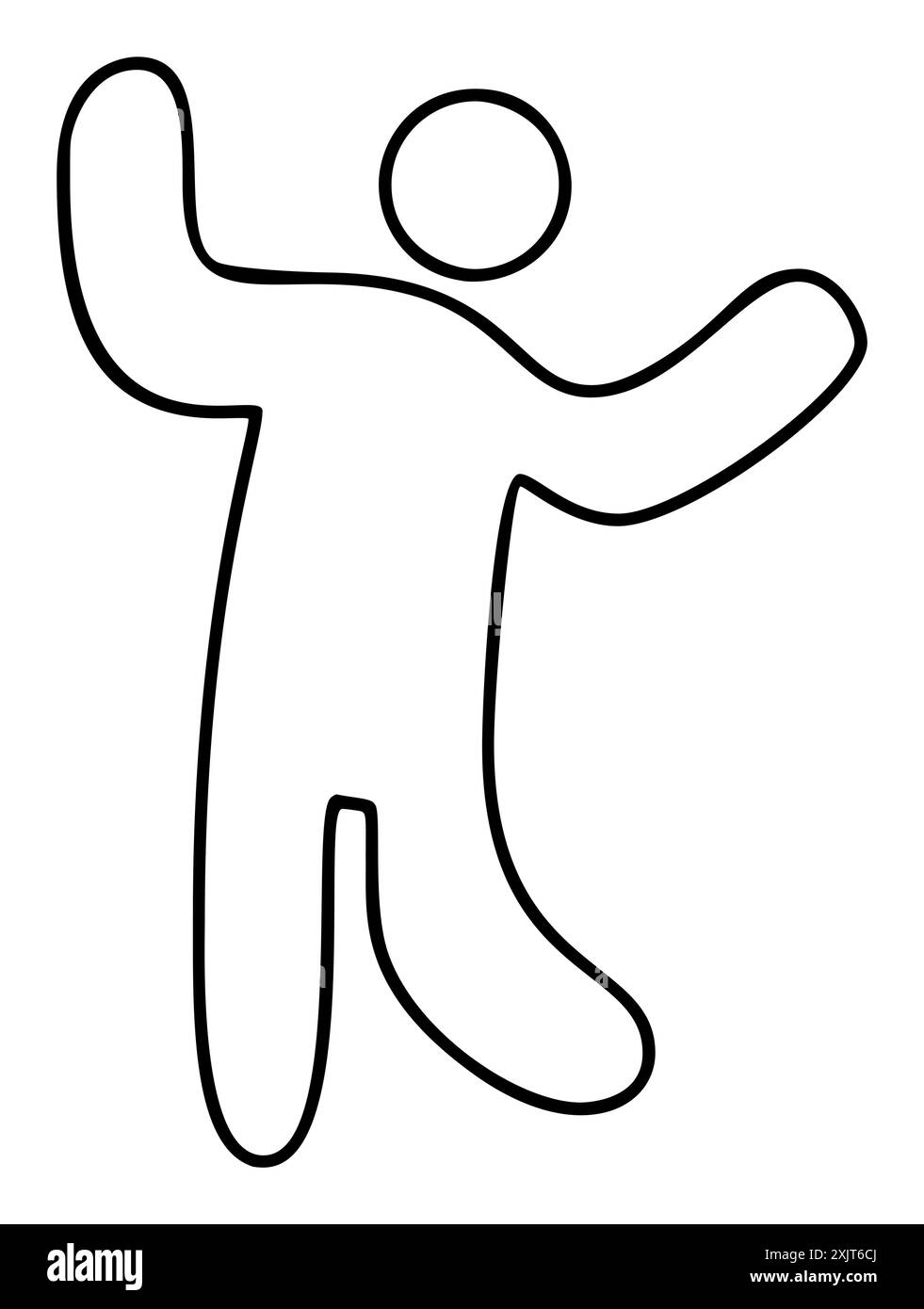 Happy person man with hands up. drawn vector icon, positive or power ...