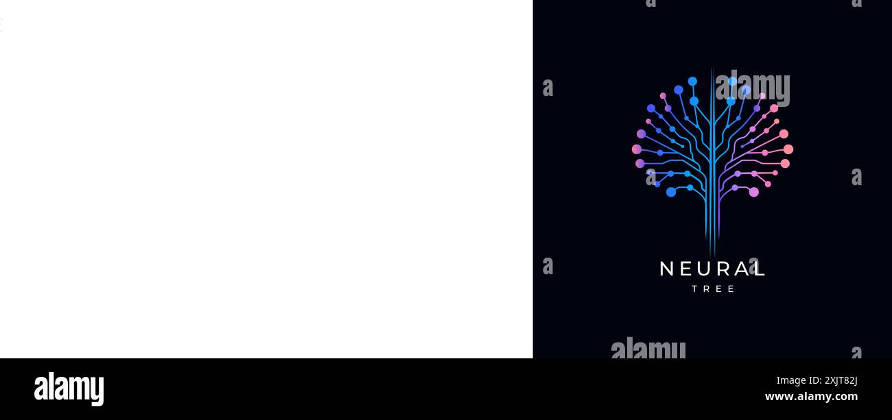 Neural tree logo with gradient colors, representing technology and AI ...