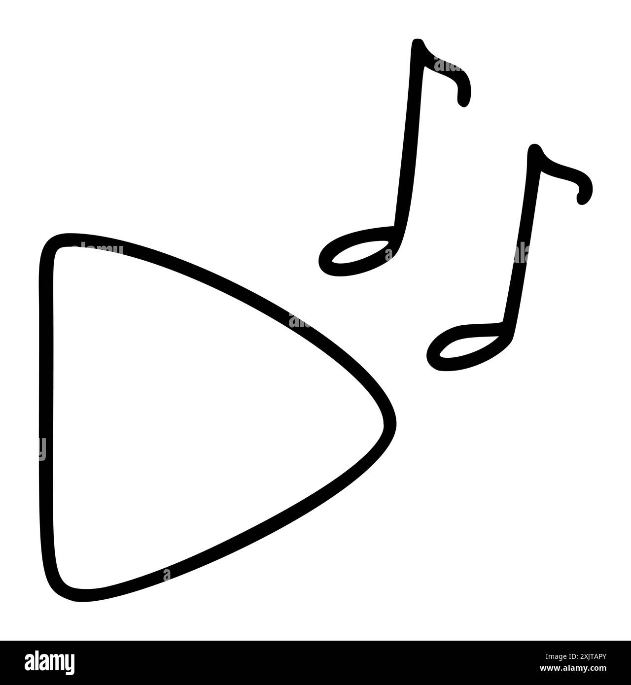 Hand drawn sign Play and Melody notes icon. listening to music through ...