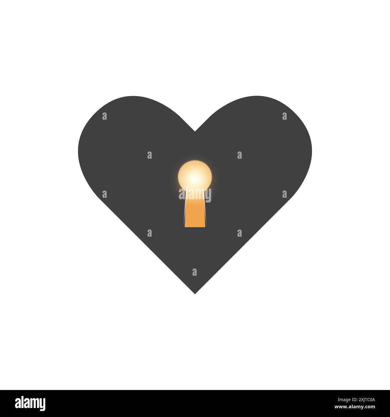 Black Heart with Keyhole - Isolated Heart Symbol, Find the Key for Love ...