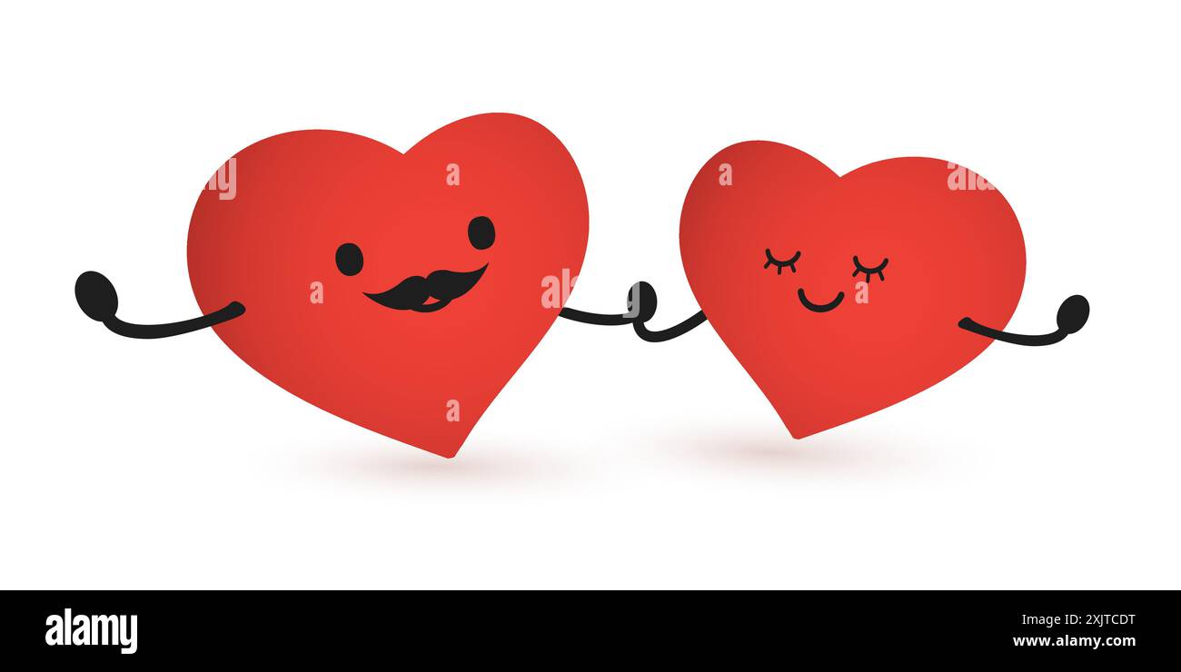 Cute Dancing Heart Shaped Lover Couple - Minimalist Red Valentine's ...