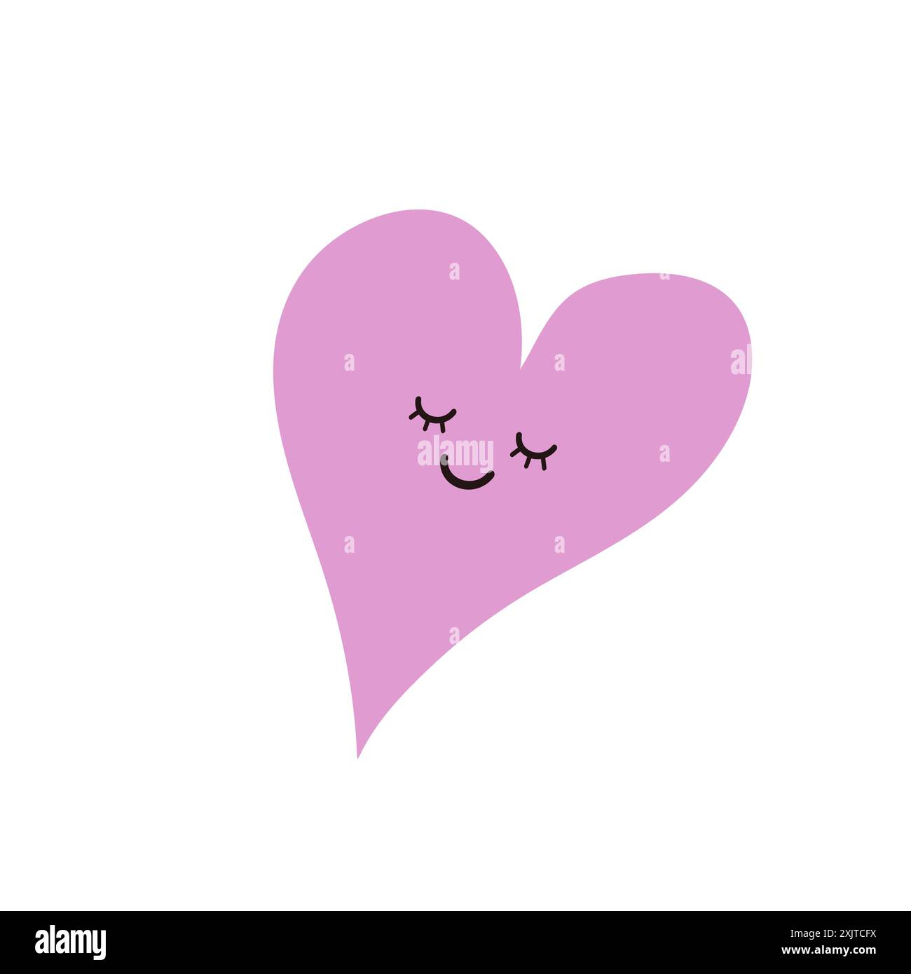 Vintage Style Minimalist Purple Valentine's Heart with Smiling Face ...