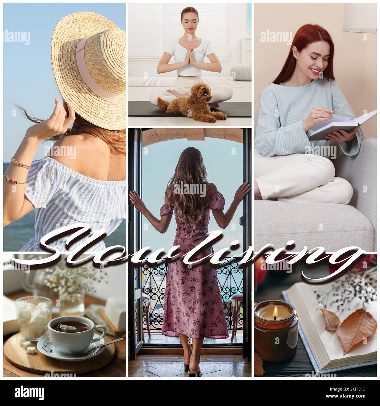 Slow Living collage with different atmospheric photos Stock Photo - Alamy