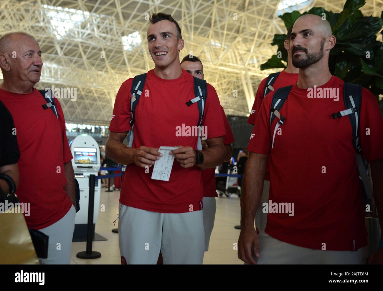 Zagreb, Croatia. 20th July, 2024. Coach Nikola Bralic and Athletes ...