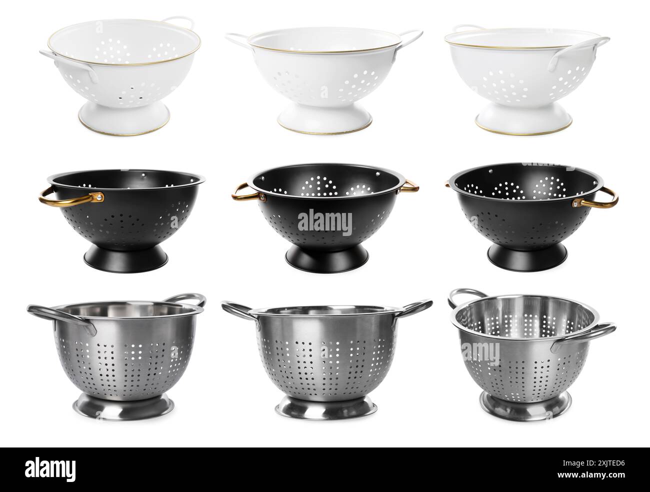 Set sieve on white Cut Out Stock Images & Pictures - Alamy