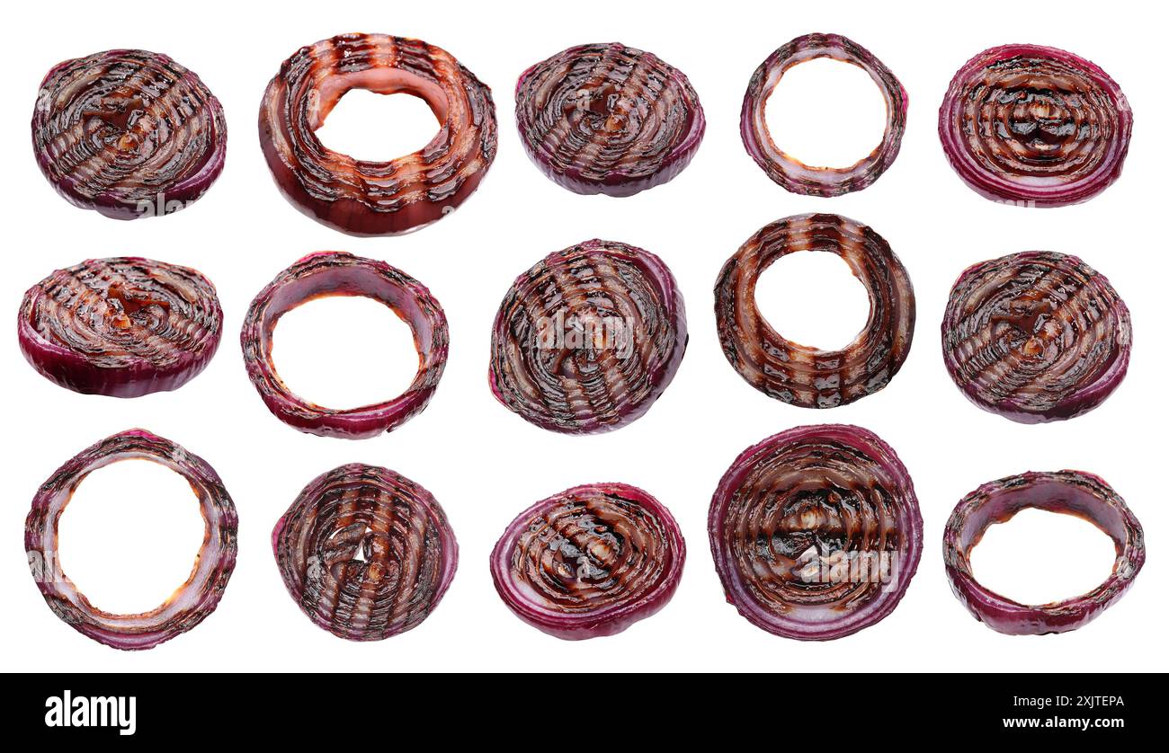 Grilled red onion isolated on white, set Stock Photo - Alamy
