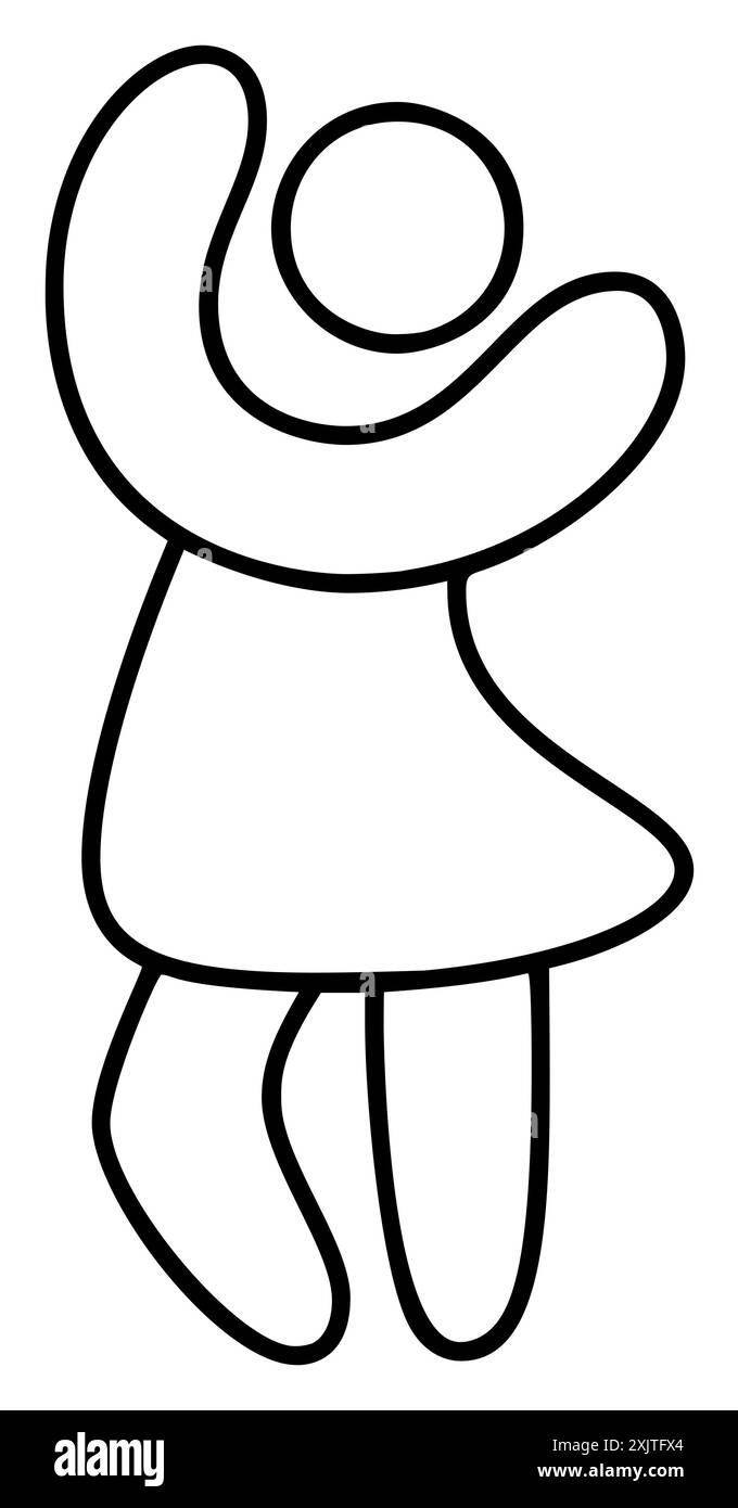 Happy woman dancing icon. Hand drawn vector line doodle symbol or sign ...