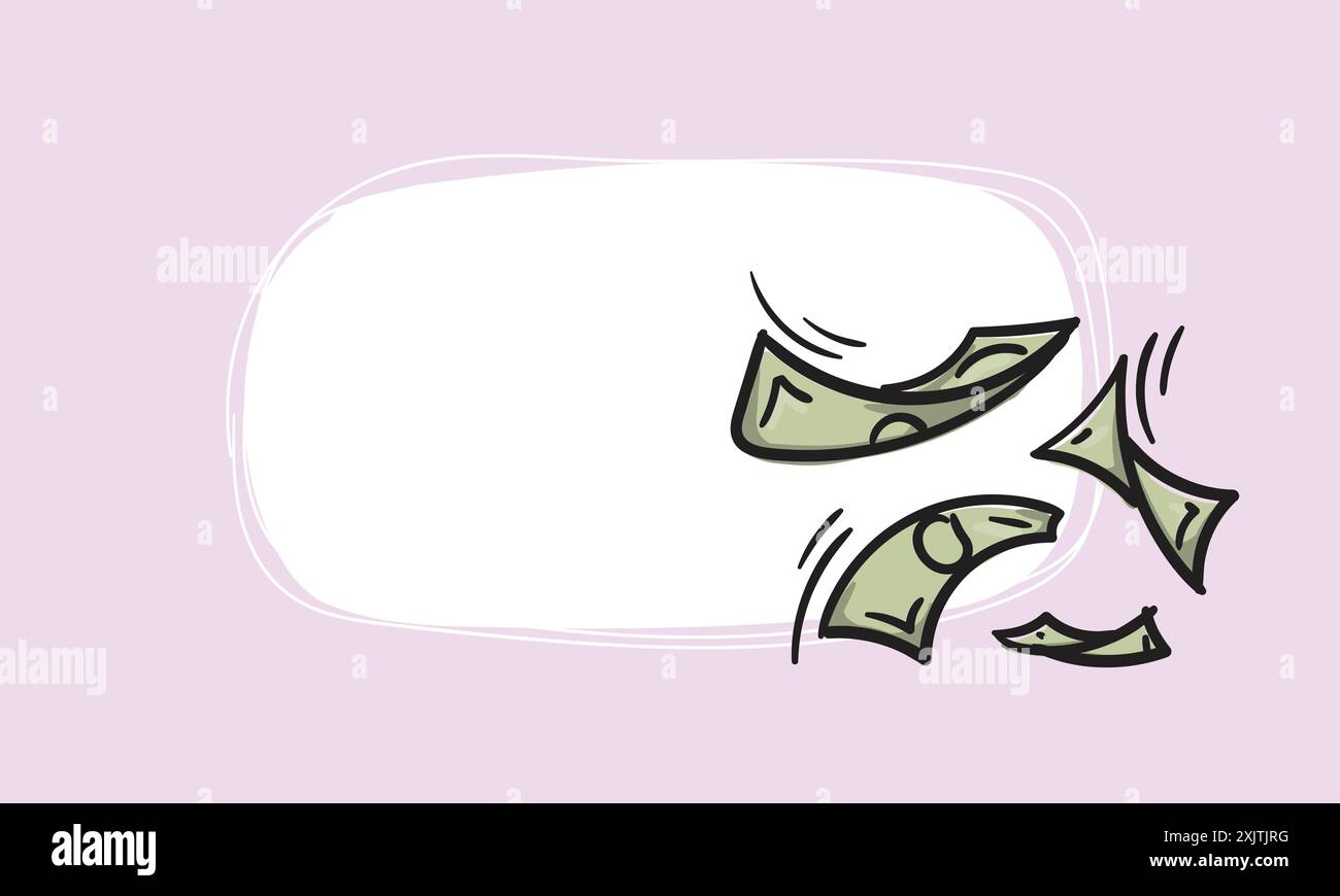 Flying money icon. Simple vector background with place for text for ...