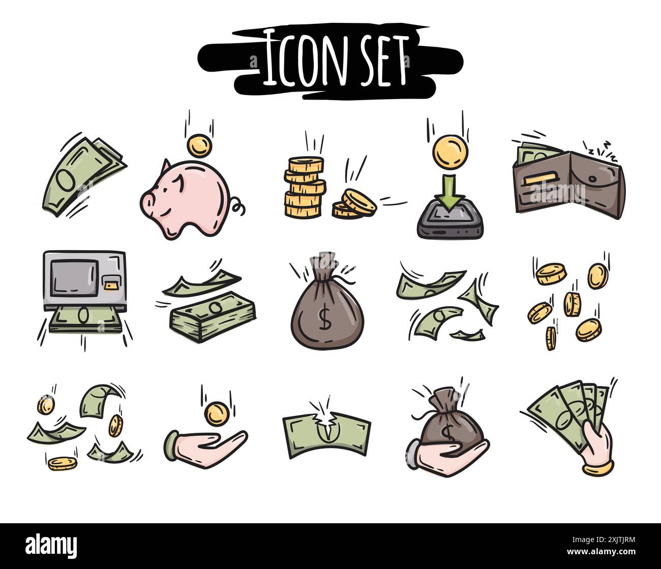 Simple vector set of icons related to money, business, finance, sales ...