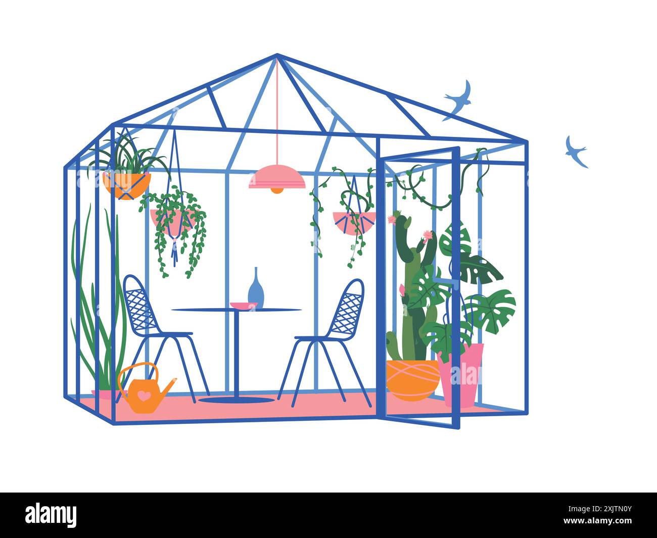 Flower pots in greenhouse Stock Vector Images - Alamy