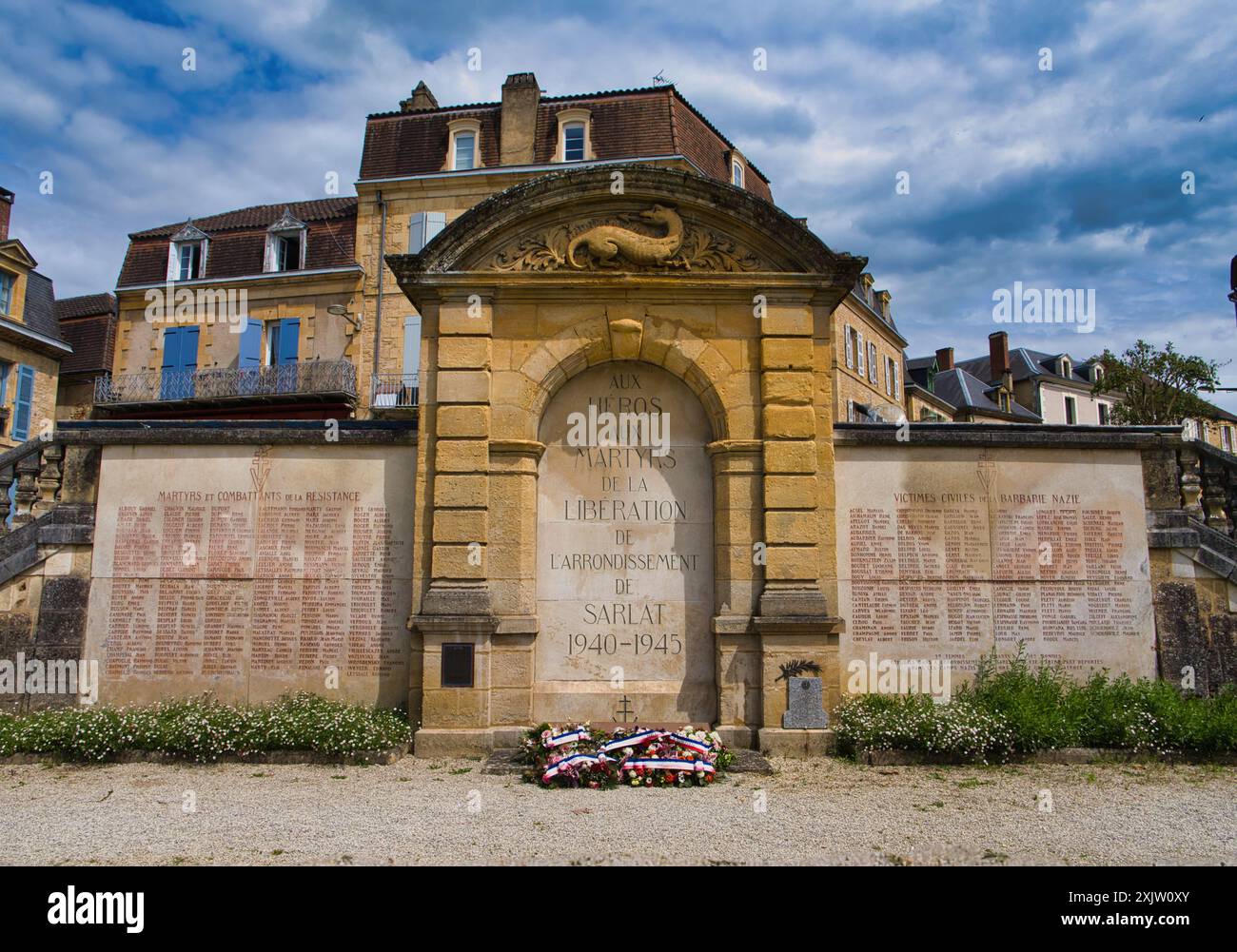 Sarlat, France - May 5 2024: The memorial to the heroes and martyrs of ...