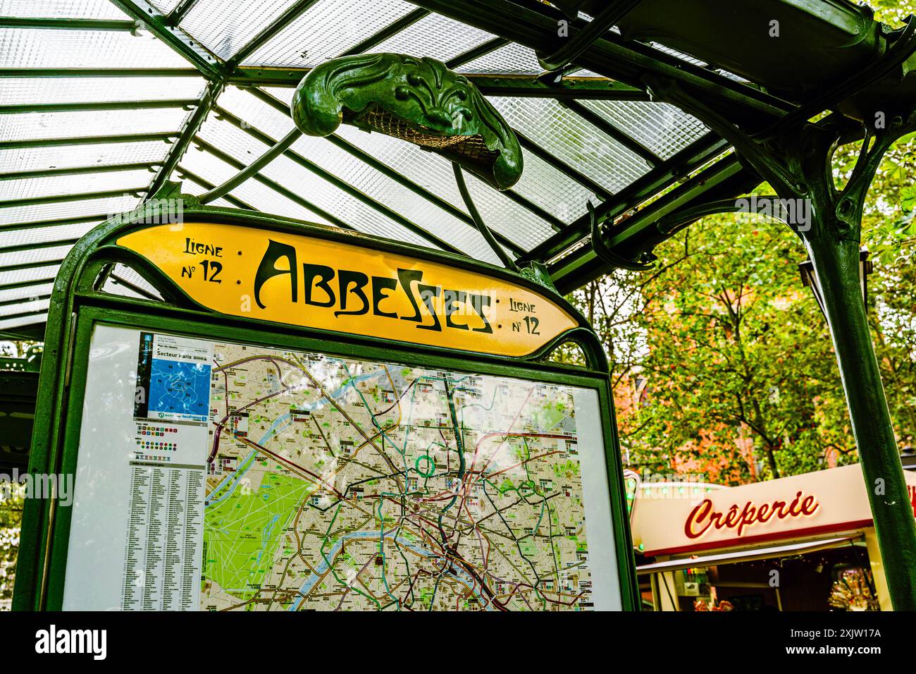 Paris vintage metro (subway) entrance sign of "Abbesses station", art ...