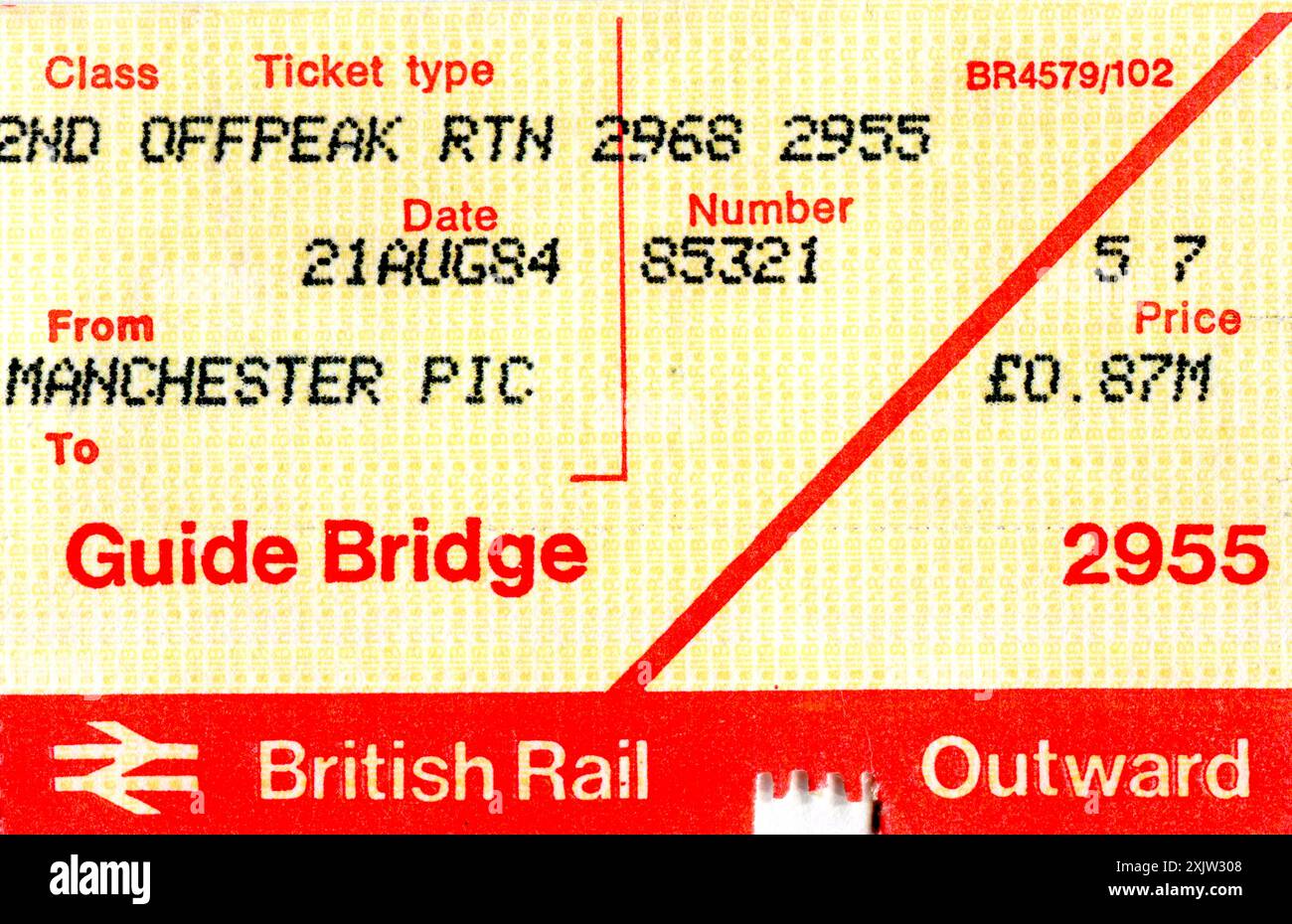 Manchester Piccadilly to Guide Bridge railway ticket Stock Photo - Alamy