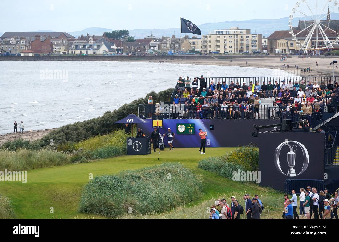 Scotland's Calum Scott tees off the 1st during day three of The Open at ...