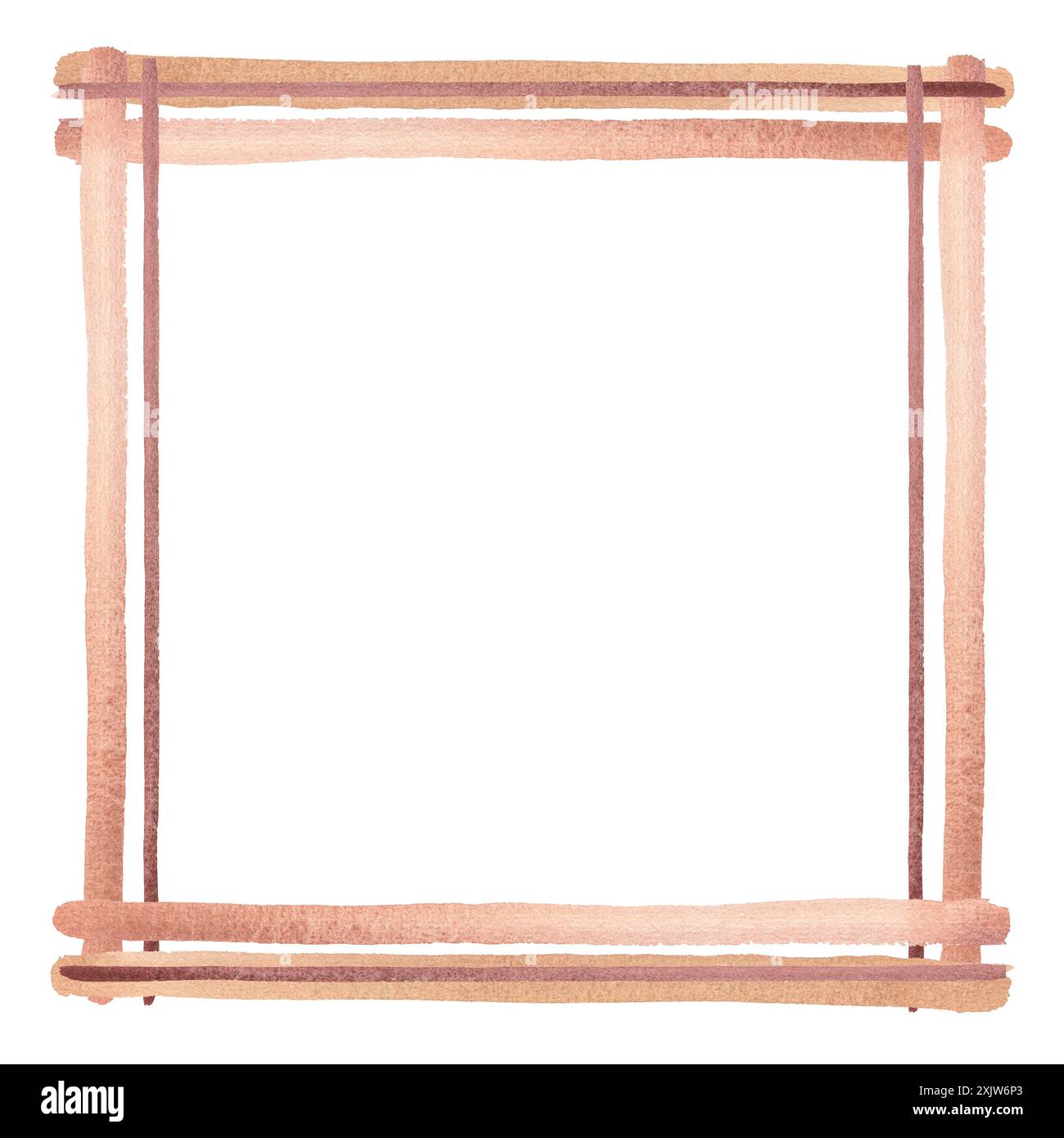 Square frame painted in watercolor. Frame made of pink and pastel ...
