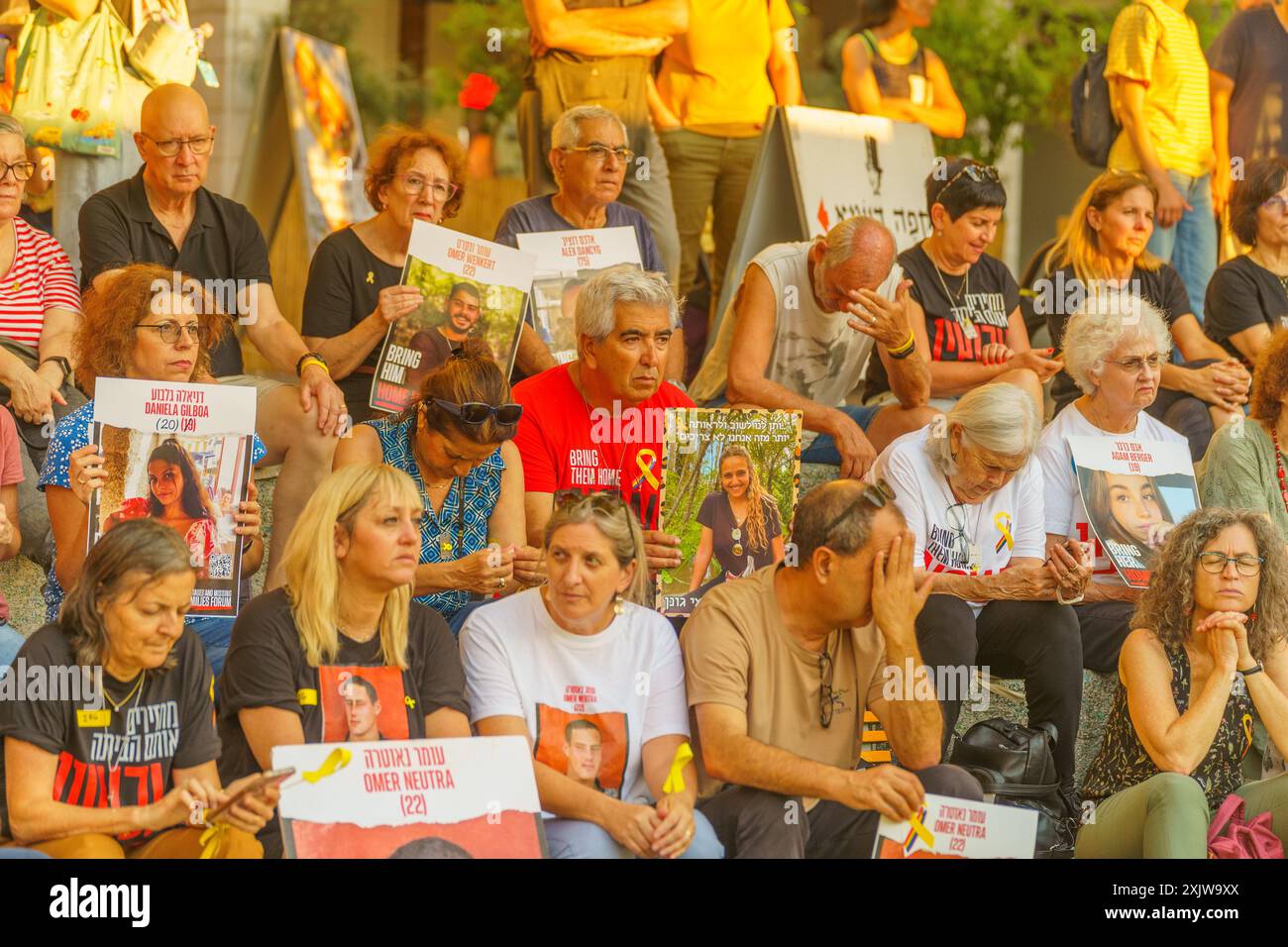 Haifa, Israel - July 18, 2024: Crowd of people attend an assembly of ...