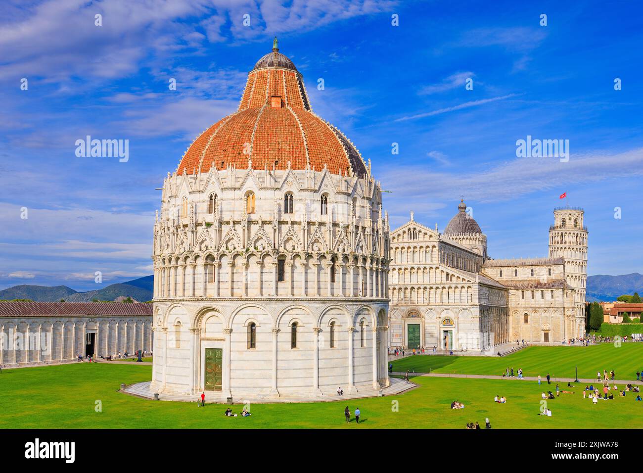 Pisa, Italy. The Baptistery, The Leaning Tower of Pisa and Pisa ...