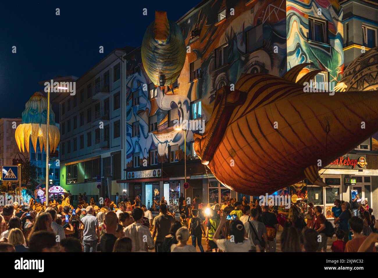 Kaiserslautern, Germany. 19th July, 2024. Huge sea creatures in the sky ...