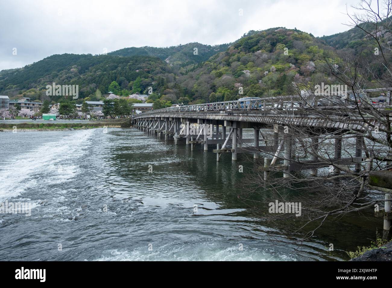 Wooden old Uji Bridge over Uji river. Kyoto Japan Stock Photo - Alamy