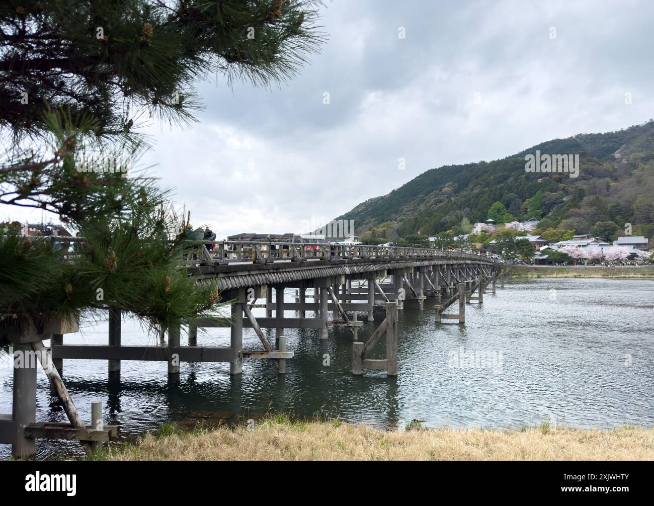 Wooden old Uji Bridge over Uji river. Kyoto Japan Stock Photo - Alamy