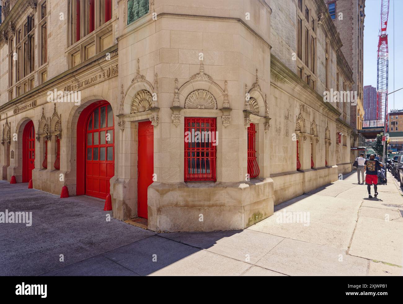 NYC Chinatown: Façade detail, 87 Lafayette Street, a former firehouse ...