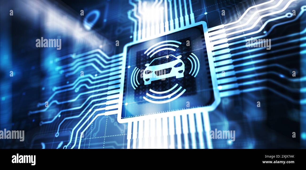 Smart car IOT and modern automation technology concept on virtual ...