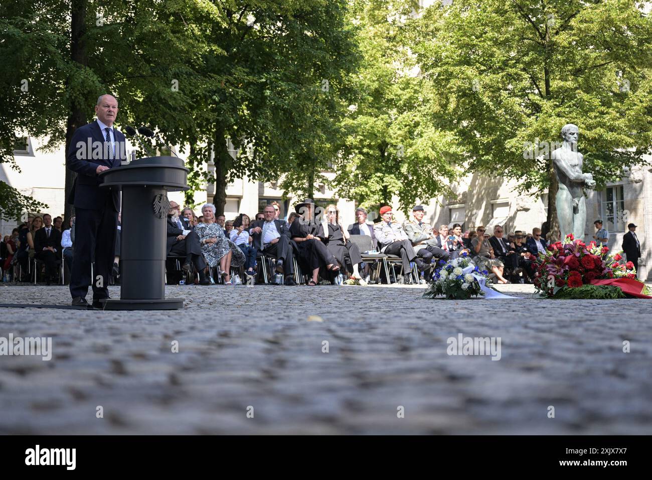 20 July 2024, Berlín;: German Chancellor Olaf Scholz during his speech ...