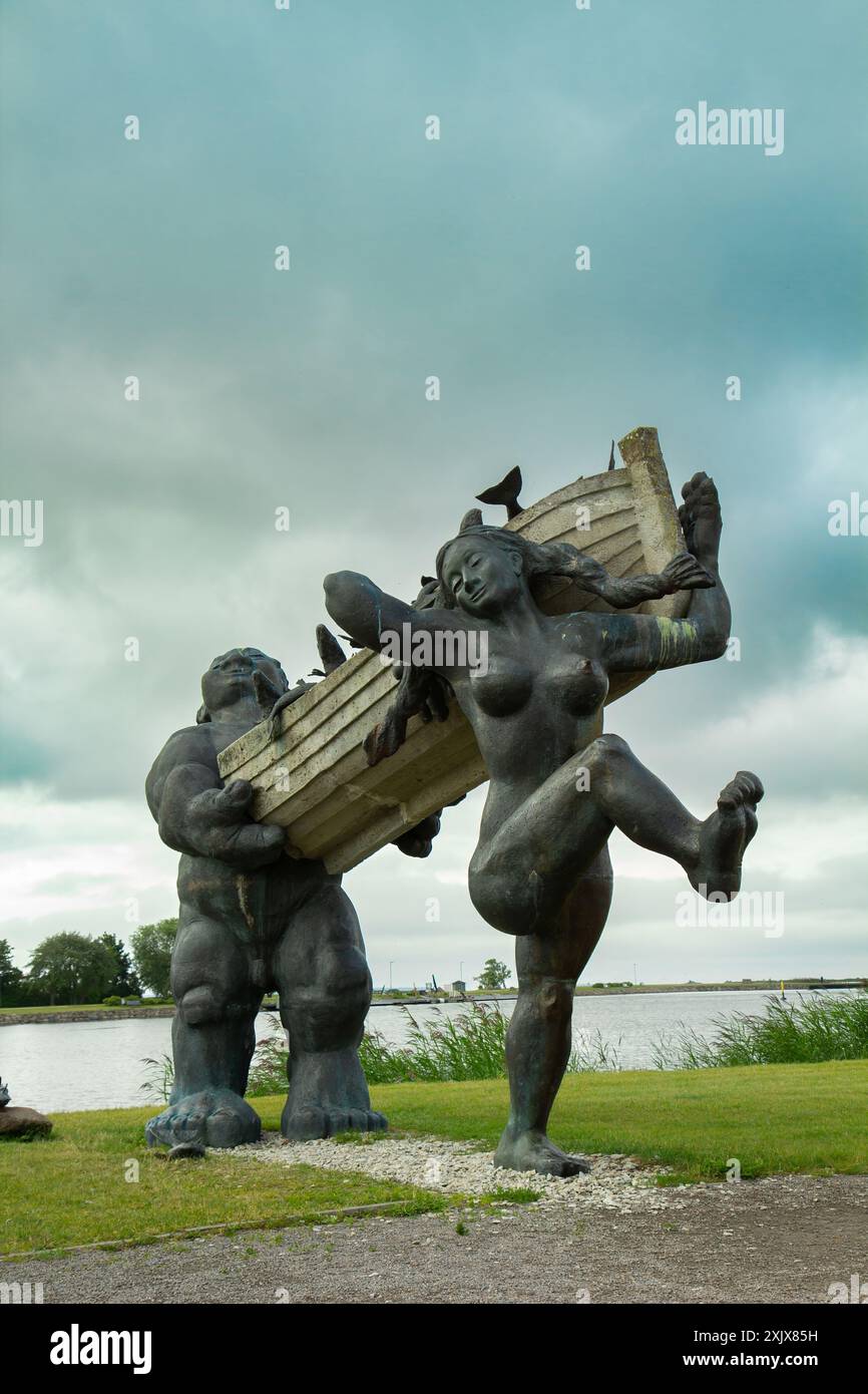 SAAREMAA, ESTONIA 12TH of July 2024 - Statue of mythological hero Suur ...