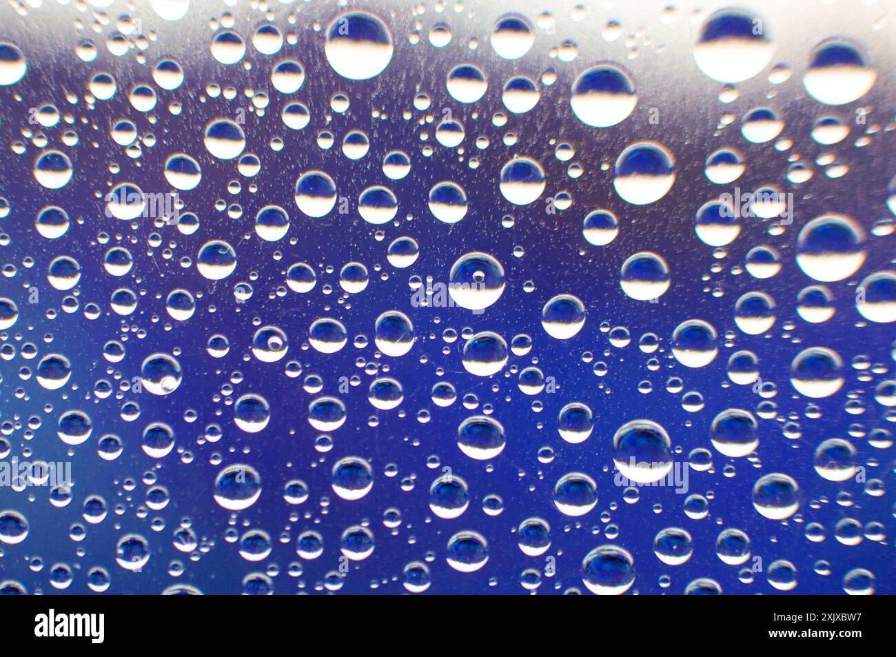 Rain water droplets with blue ocean color background Stock Photo - Alamy