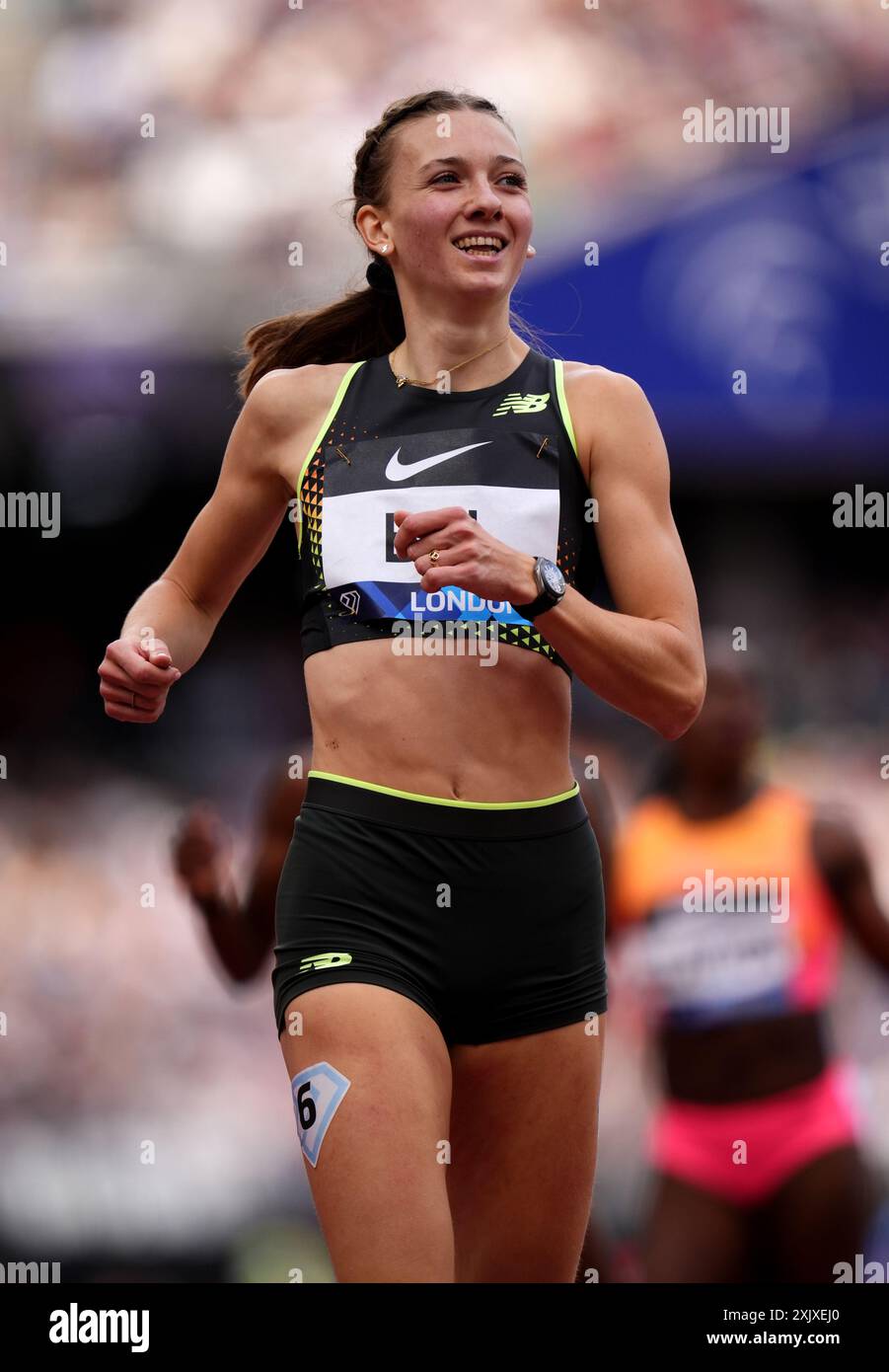 Femke Bol wins the Women's 400m Hurdles final during the London ...
