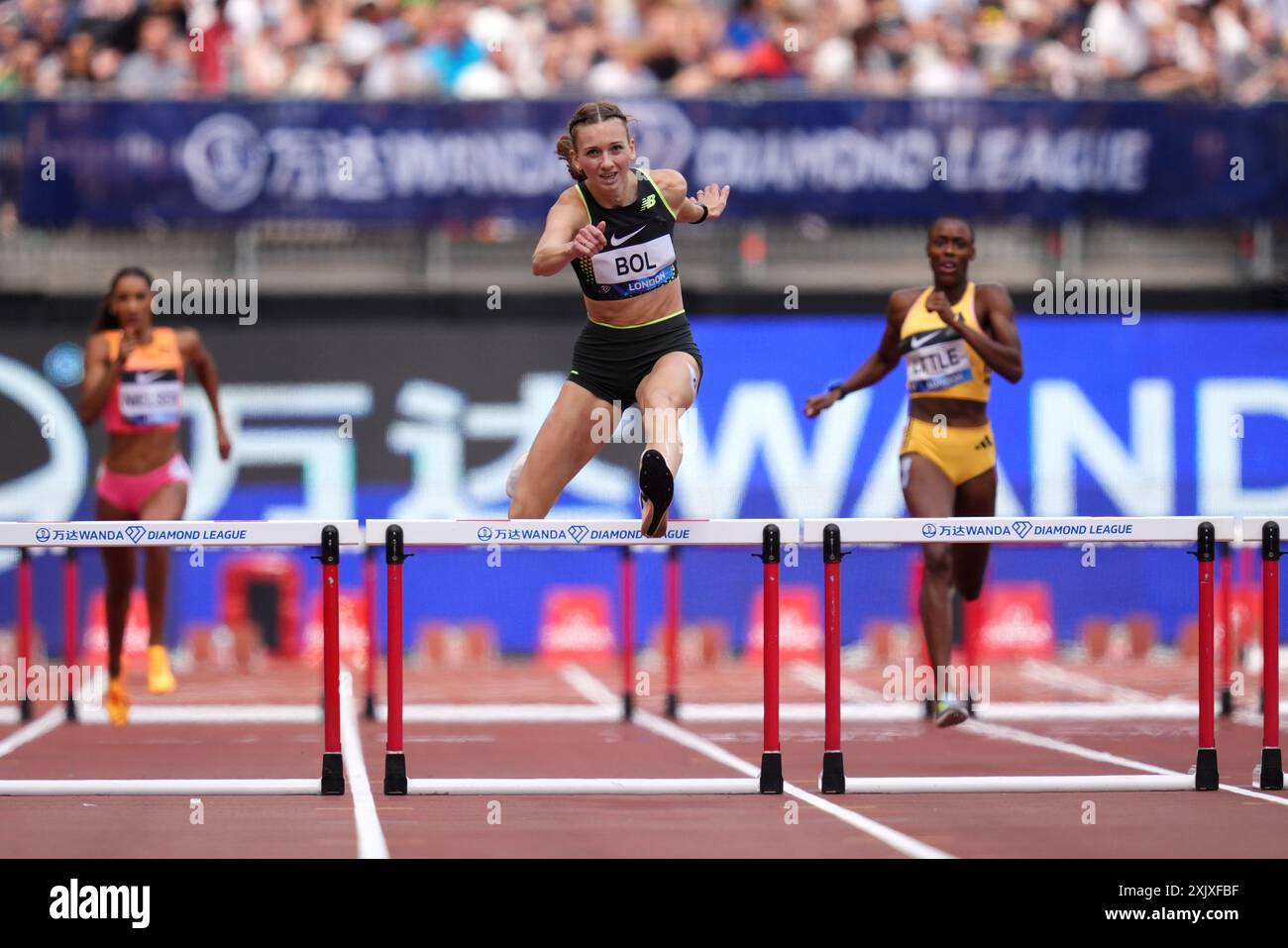Femke Bol in action during the Women's 400m Hurdles final during the ...