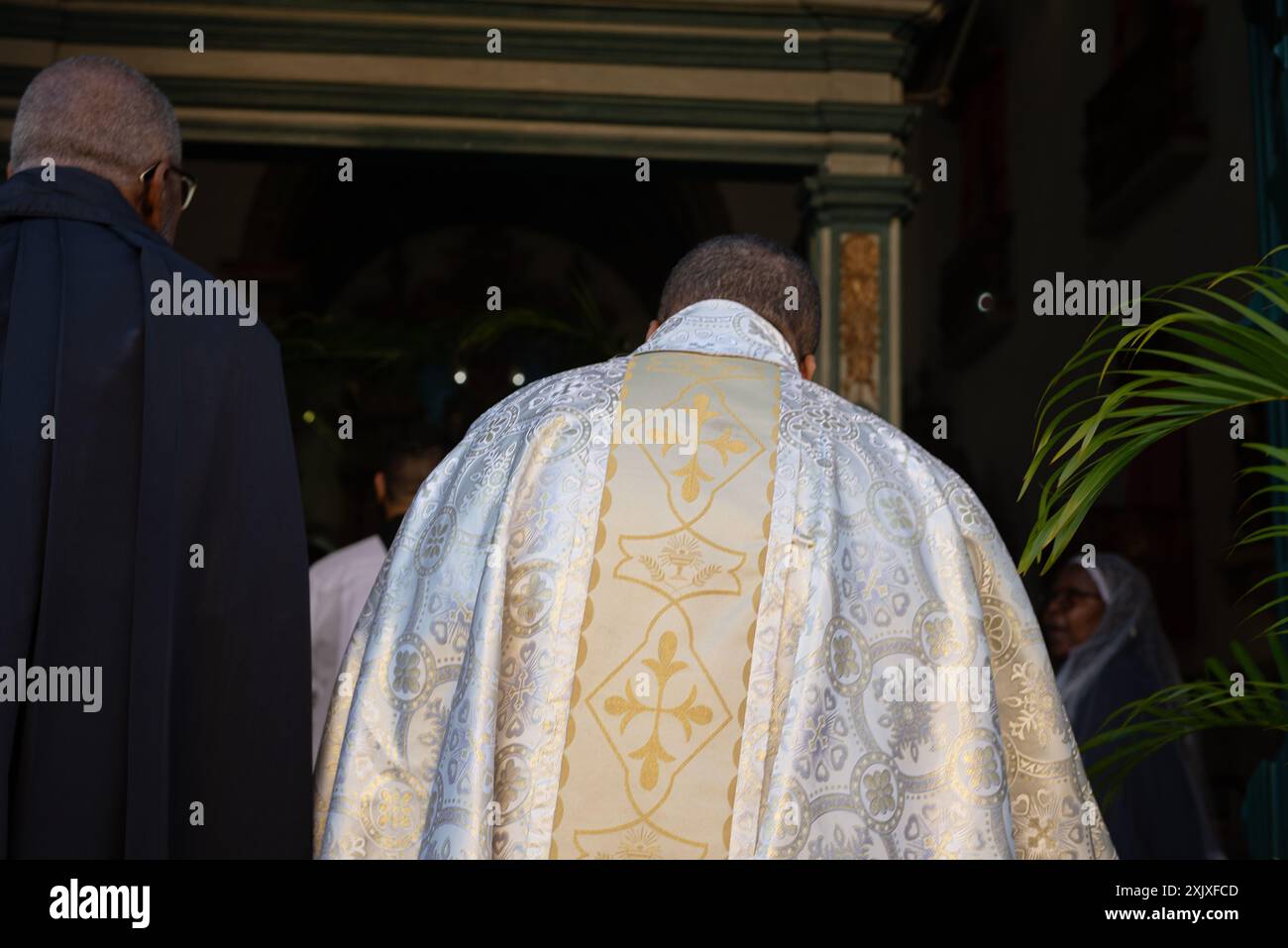 Salvador, Bahia, Brazil - July 02, 2024: The priest is seen entering ...