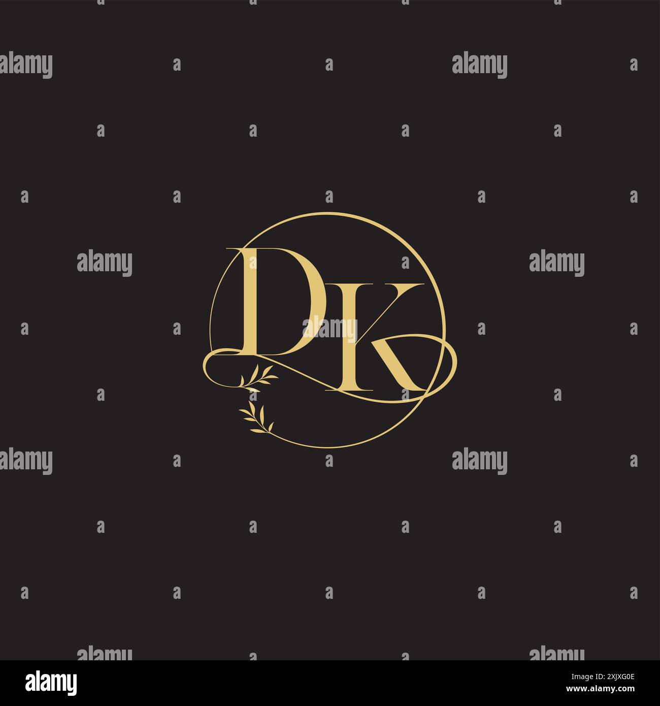 luxury concept DK circle and organic style wedding monogram design ...