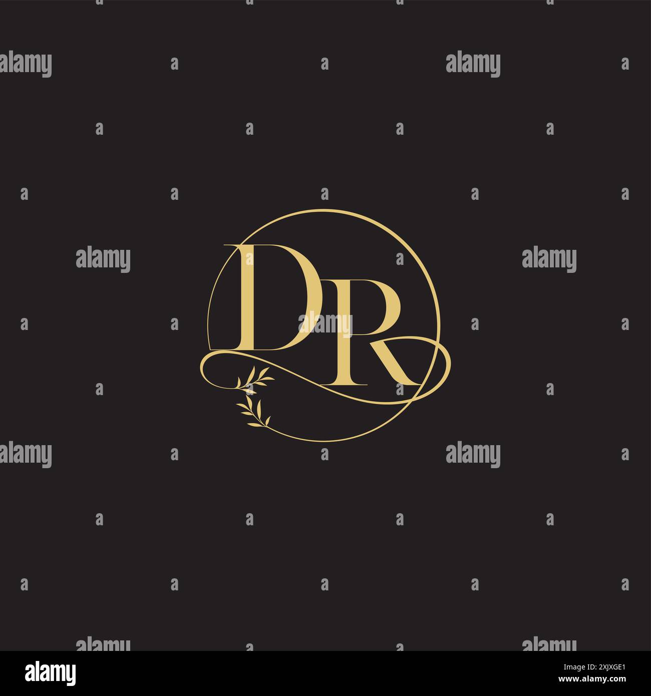 luxury concept DR circle and organic style wedding monogram design ...