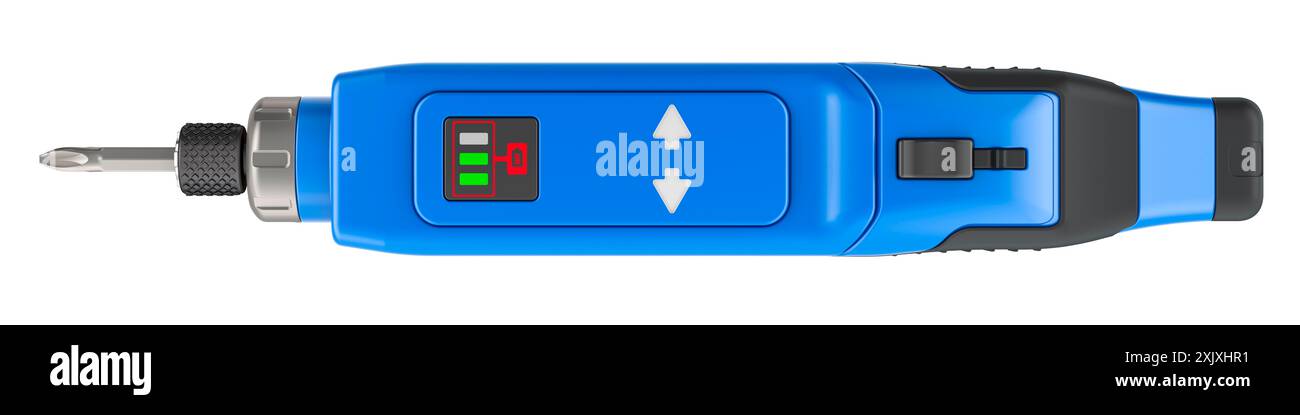 Blue Cordless Screwdriver, Electric Screw Driver. 3D rendering isolated ...