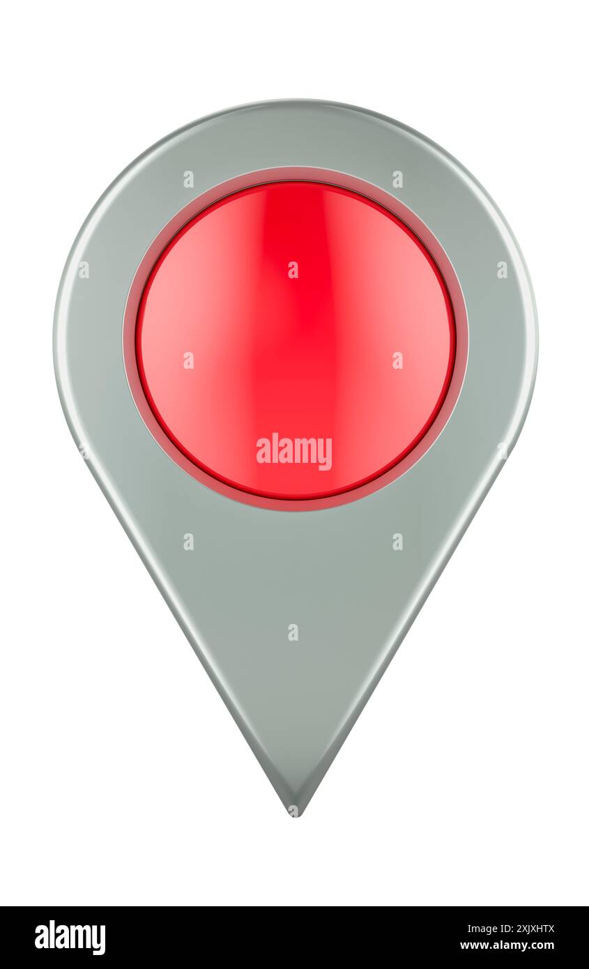 Map pointer, front view. 3D rendering isolated on white background ...