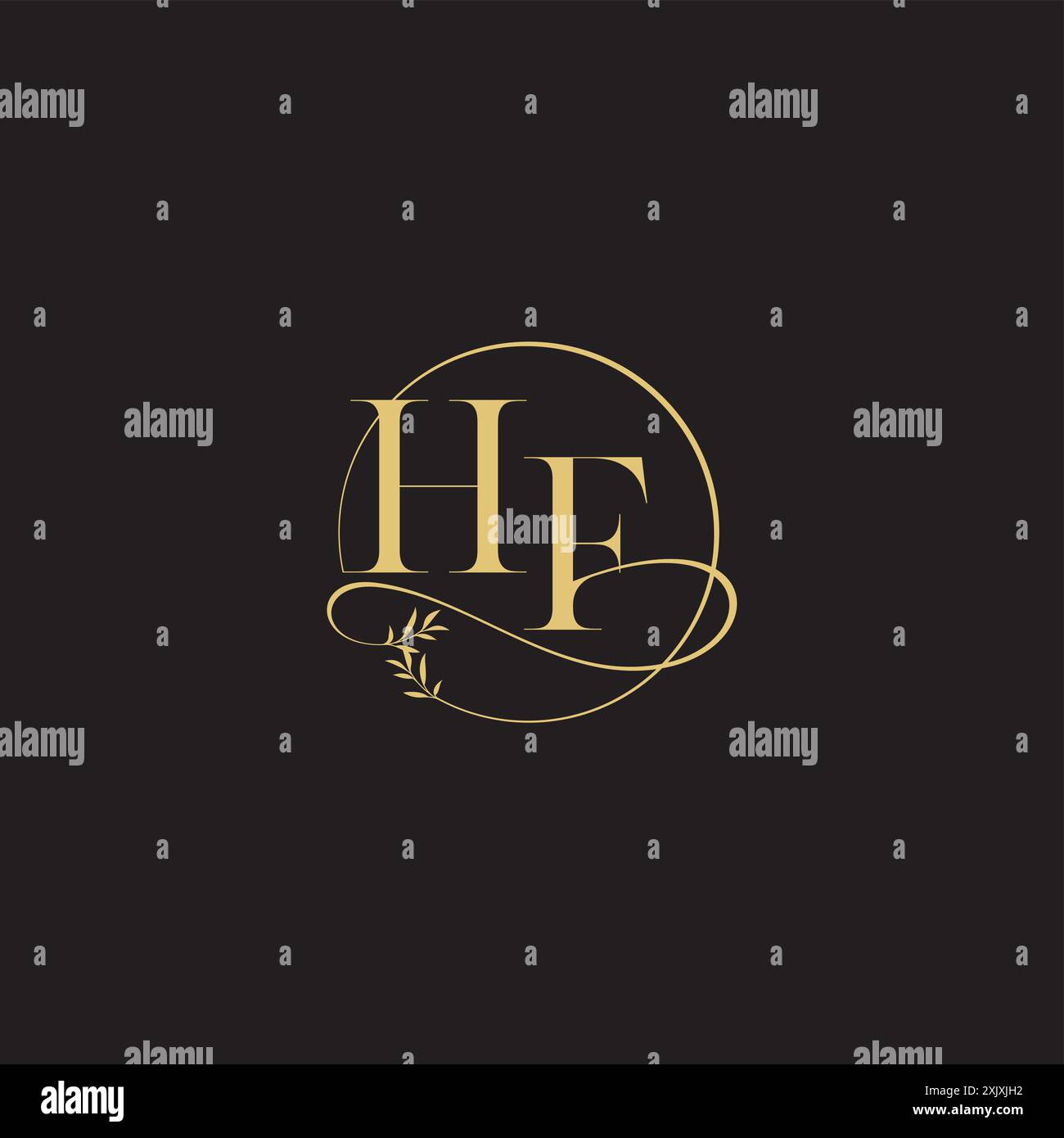 luxury concept wedding monogram design letter circle and organic style ...