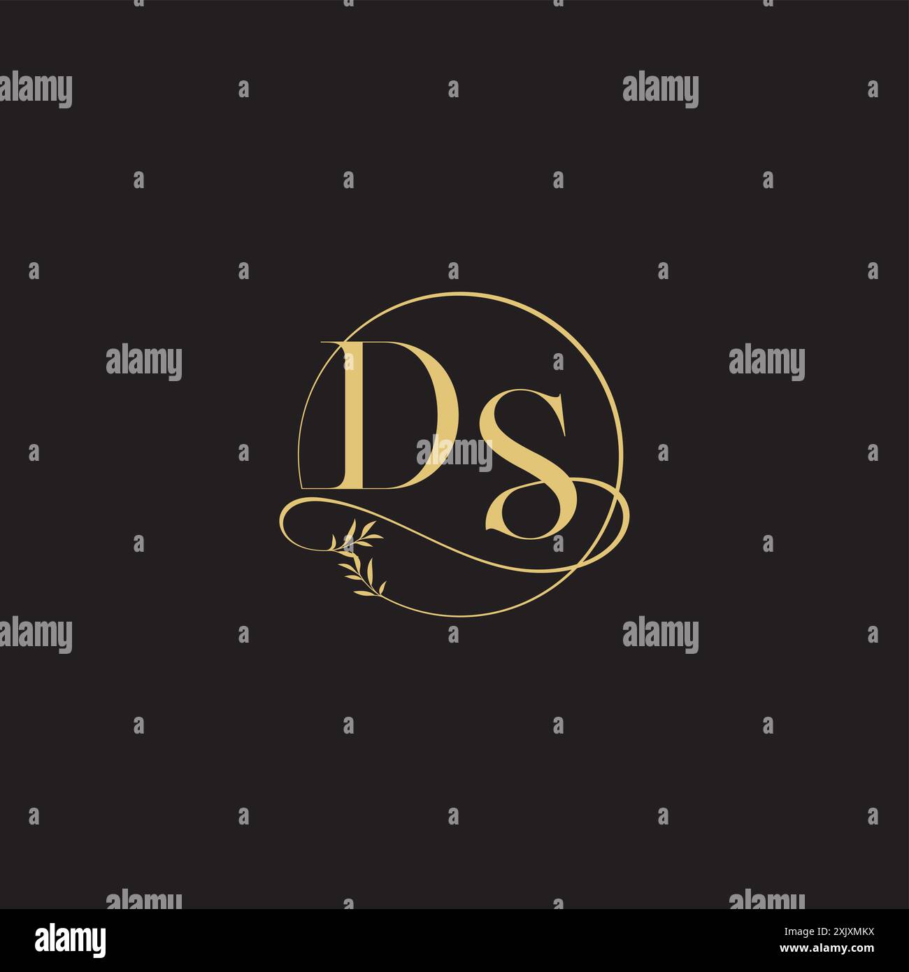 luxury concept DS circle and organic style wedding monogram design ...