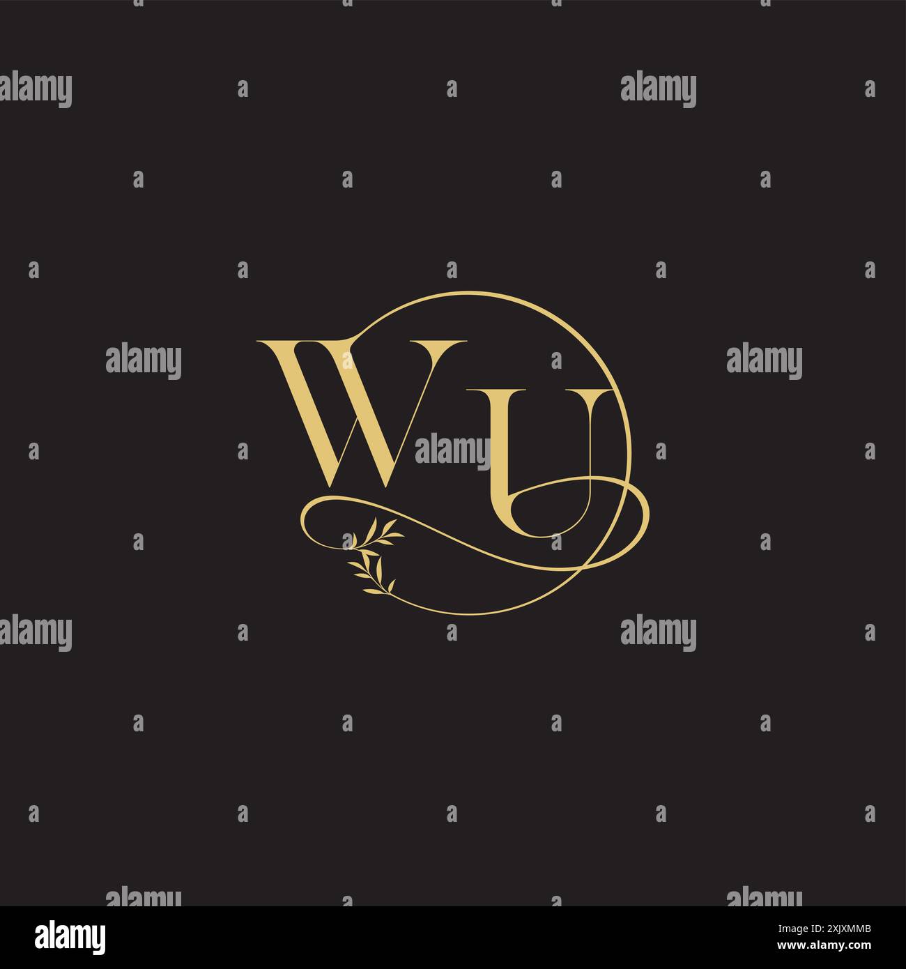circle and organic style WU wedding monogram design letter luxury ...