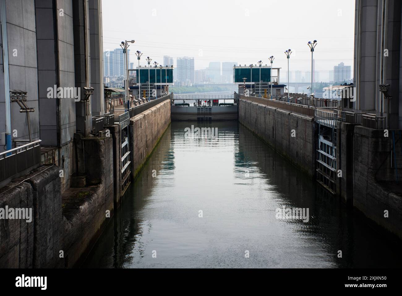 Traffic boat door navigation lock of Three Gorges Dam spillway ship ...