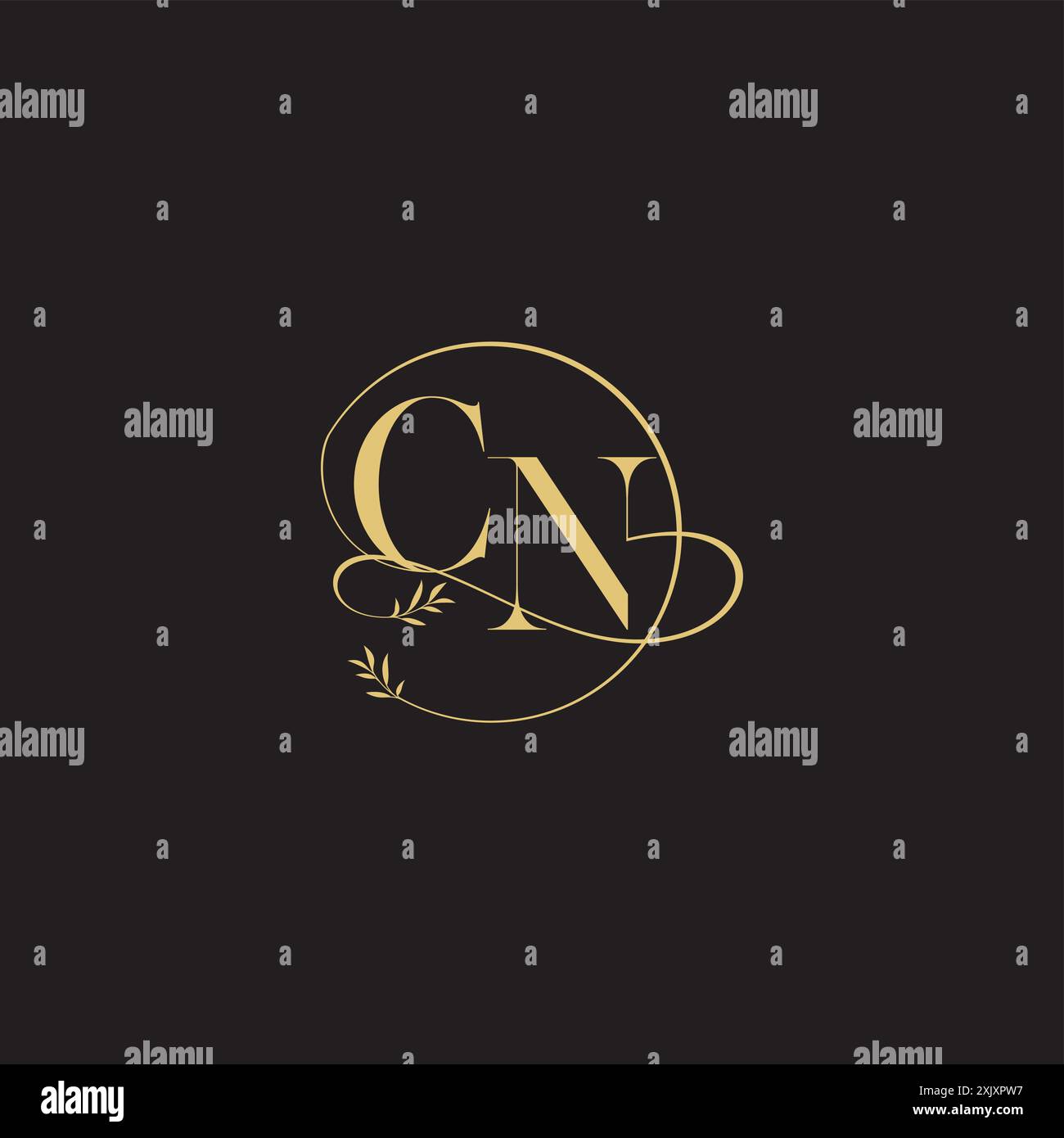 wedding monogram design circle and organic style CN luxury concept ...