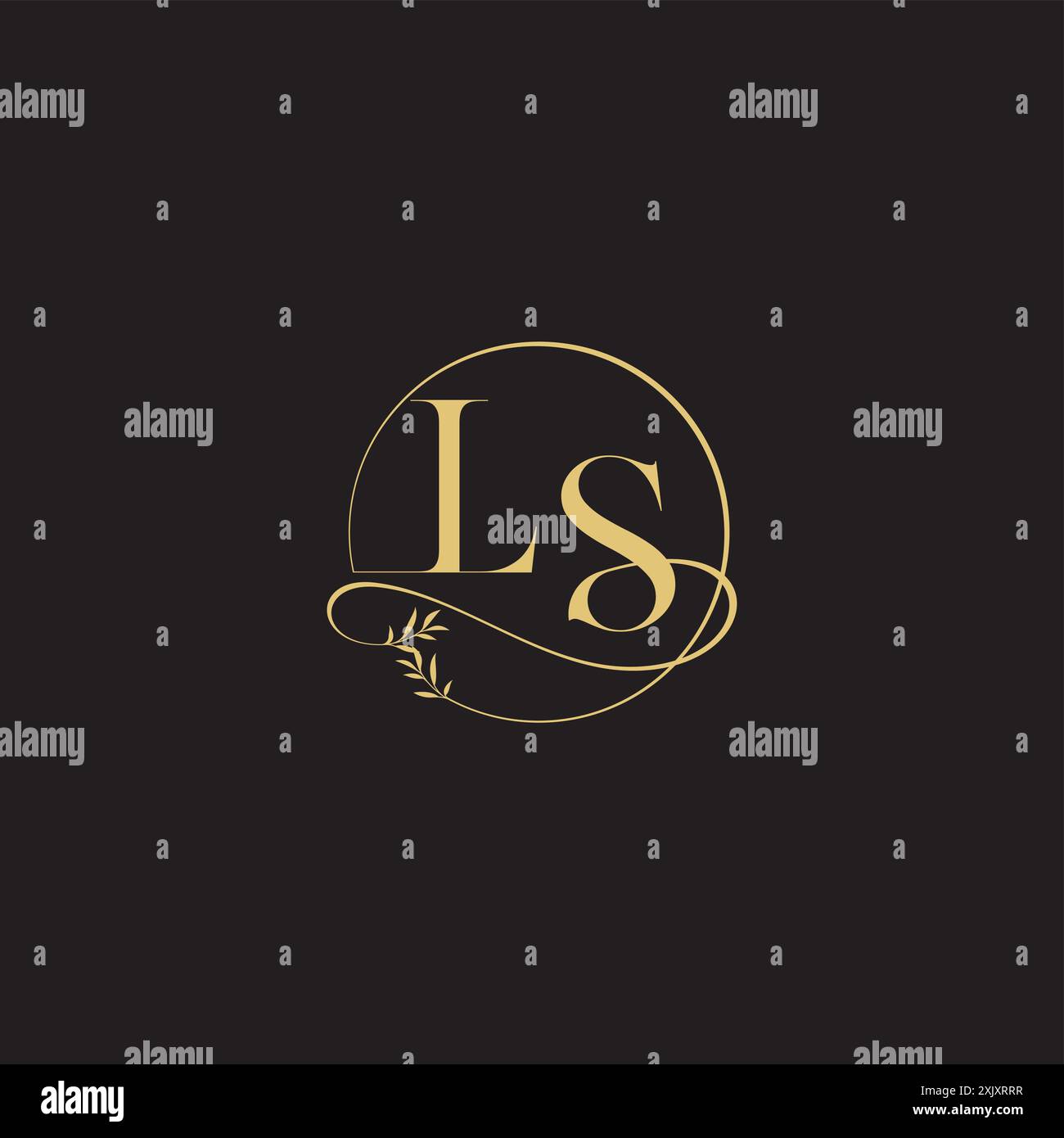 wedding monogram design circle and organic style LS luxury concept ...