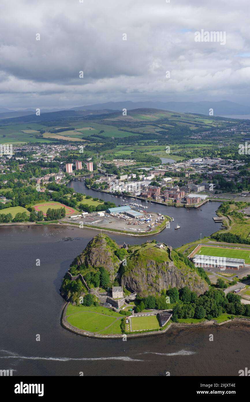 Drone aerial looking down dumbarton castle hi-res stock photography and ...