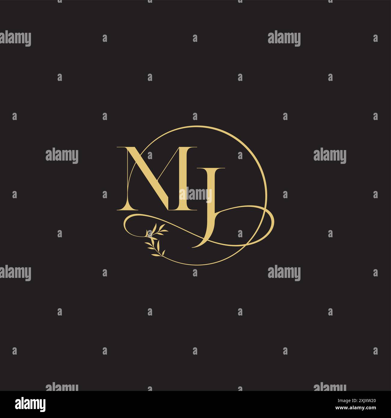 wedding monogram design circle and organic style MJ luxury concept ...