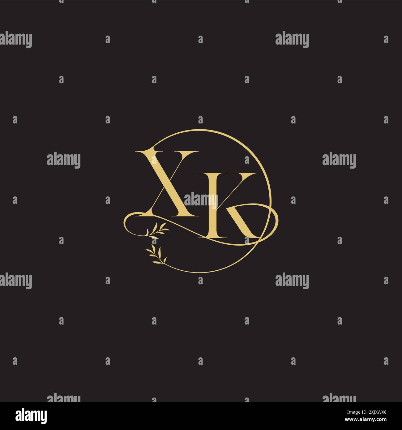 XK letter circle and organic style luxury concept wedding monogram design Stock Vector Image ...