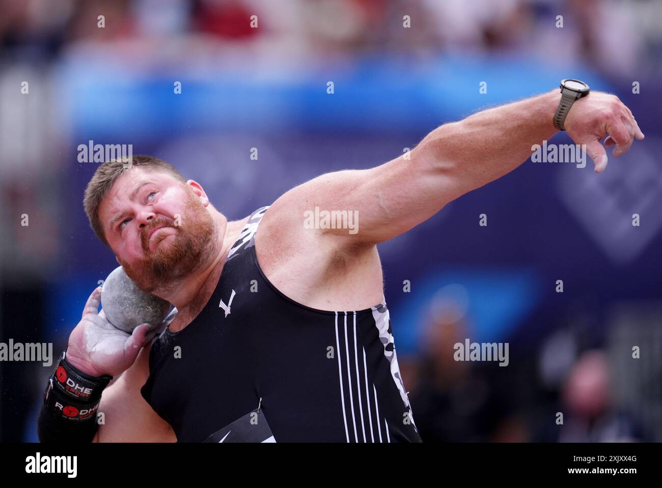 Roger Steen of the USA in action in the Men's Shot Put Final during the ...