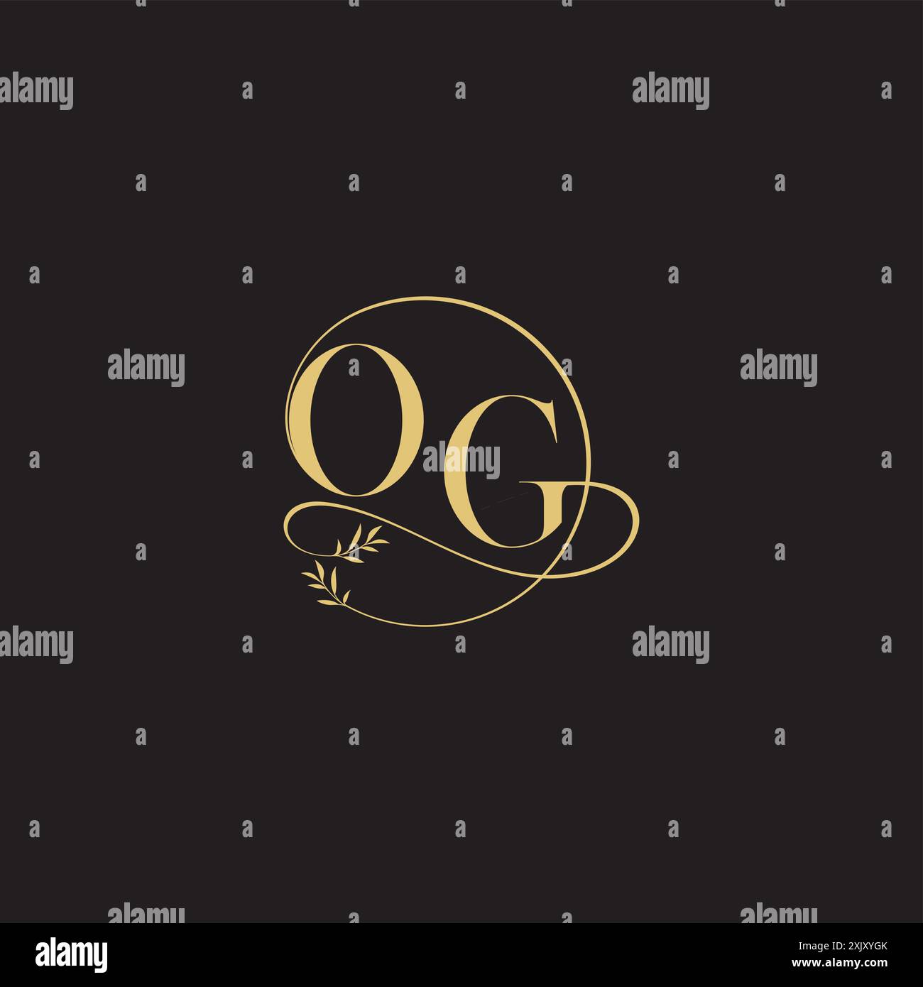 wedding monogram design circle and organic style OG luxury concept ...