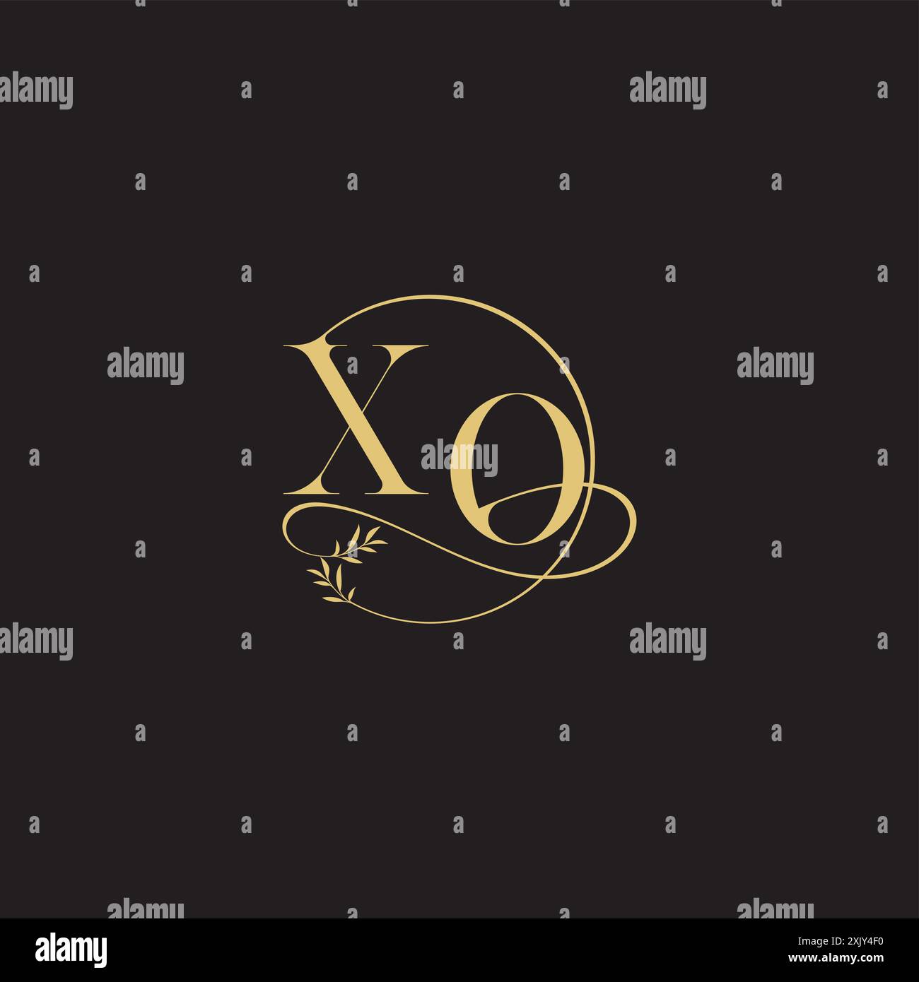 XO letter circle and organic style luxury concept wedding monogram ...