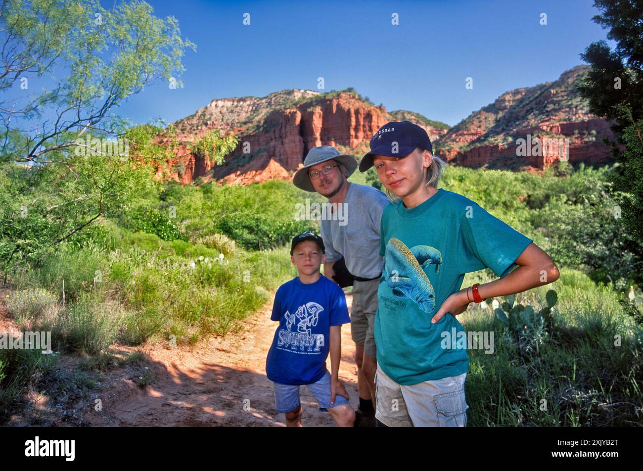 Father and children on Upper Canyon Trail, South Prong River Canyon ...